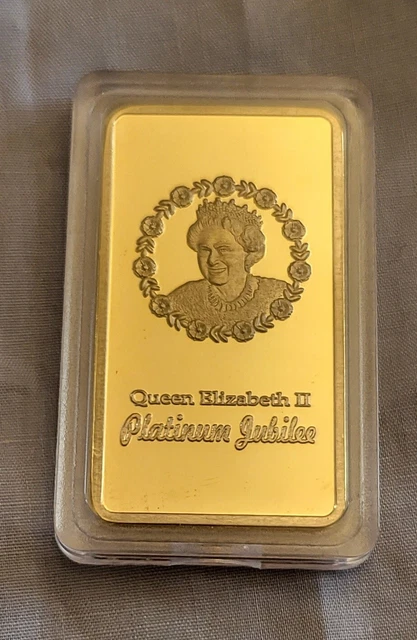 QUEEN ELIZABETH II Gold Bar Platinum Jubilee King Charles III Royal ...