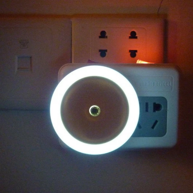 NEW LED LIGHT Sensor Control Night Light Round Bedroom Lamp (White)(US plug) . £4.67 - PicClick UK