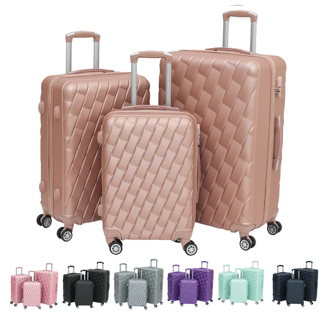 ENSEMBLE DE VALISES coque dure 8 roues voyage chariot cabine légère ...