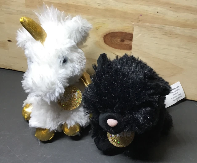 JUSTICE PET SHOP Pixie the Black Cat Gund 5" & Starry Unicorn 5" Great ...