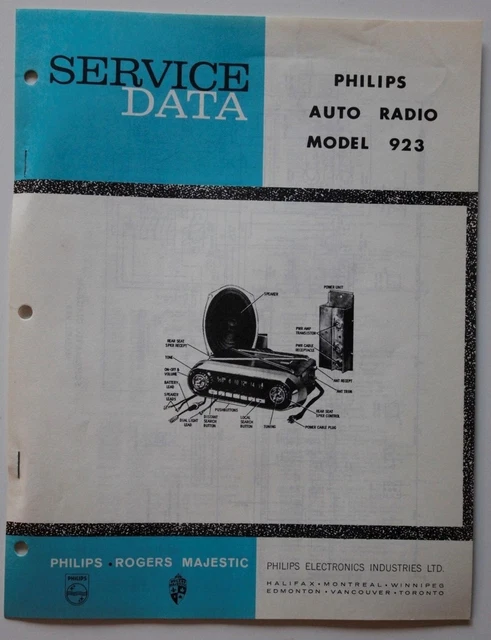 PHILIPS CANADA CAR Radio Brochure Model 923 1960s - Canada ...