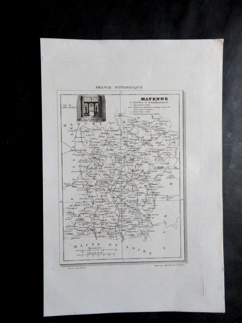 OLD ENGRAVING 19TH century - MAP OF THE DEPARTMENT OF MAYENNE £9.33 ...