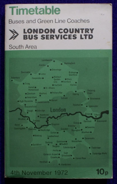 LONDON COUNTRY BUSES Green Line Coaches Transport Timetable South Area ...