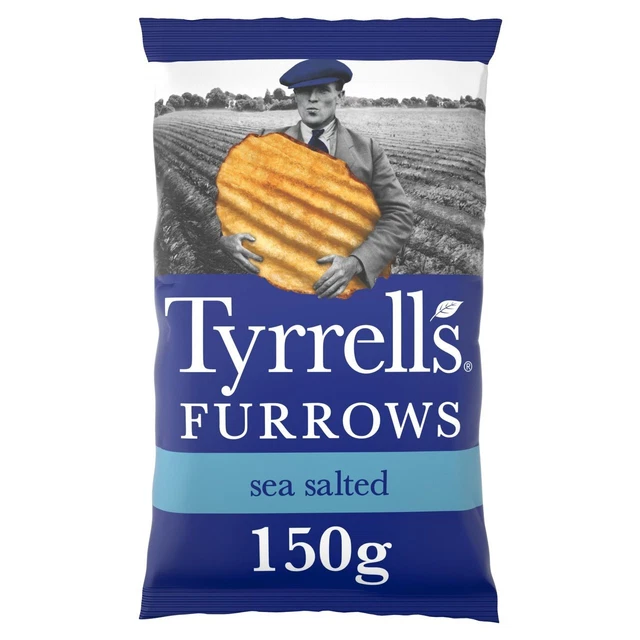 1 X TYRRELLS Furrows Sea Salted Sharing Deep Ridged Crisps Snacks 150g ...