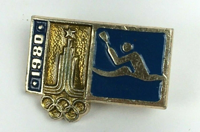 VINTAGE STAR TOWER Olympics Olympic Games Rowing Boat 1980 Pin Pinback ...