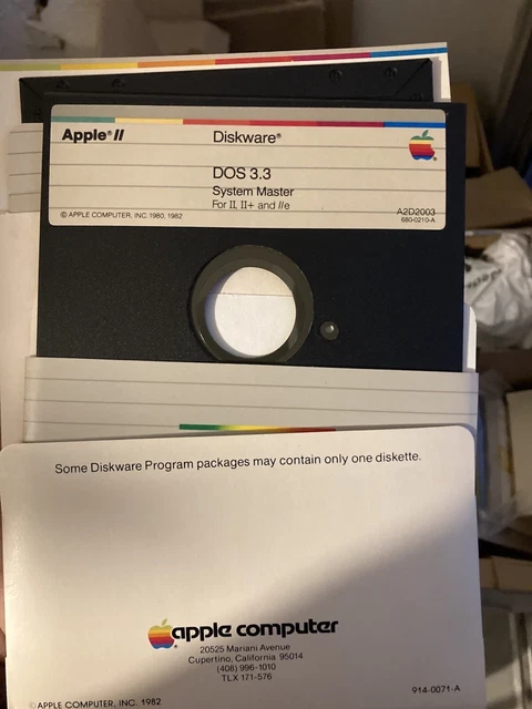 DISK DOS 3.3 System Master Apple Vintage For II, II+ And IIe And ProDOS ...