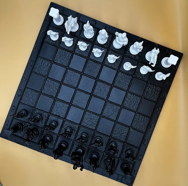 SCHACH SCHACHSPIEL LUXUS Zinn Römer Brett VIP Handarbeit Upcycling ...