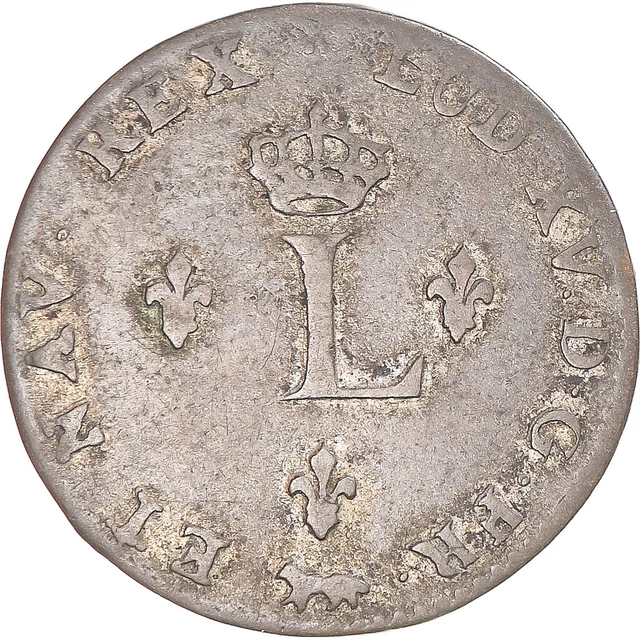 MONNAIE, FRANCE, LOUIS XV, Double Sol, 1754, Paris, TB+, Argent ...