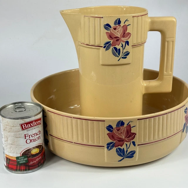 ANTIQUE FRENCH EXTRA Large Ceramic Art Deco Basin & Pitcher Set By ...