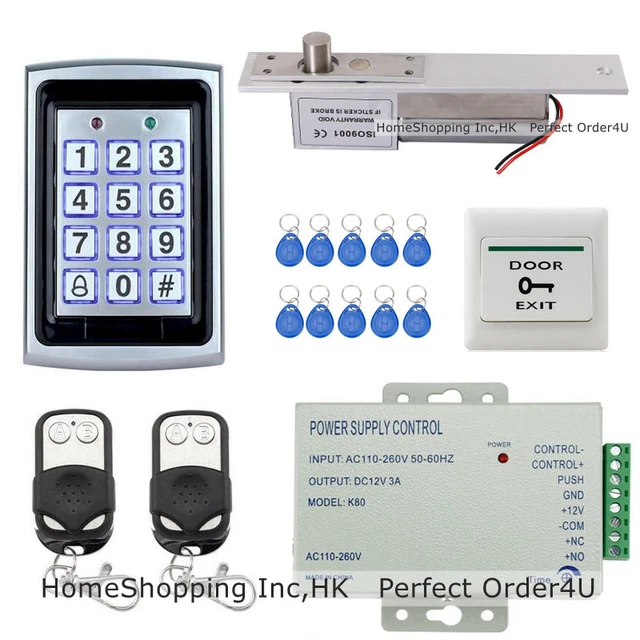 RFID CARD+PASSWORD DOOR Access Control System+Drop Bolt Lock+ 2 Remote ...