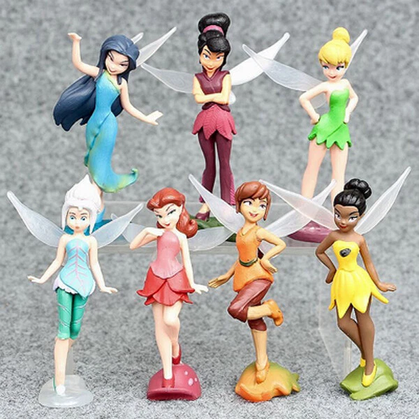 DISNEY TINKER BELL Fairies Princess 7pcs Doll Toy Model 4" Figure Cake ...