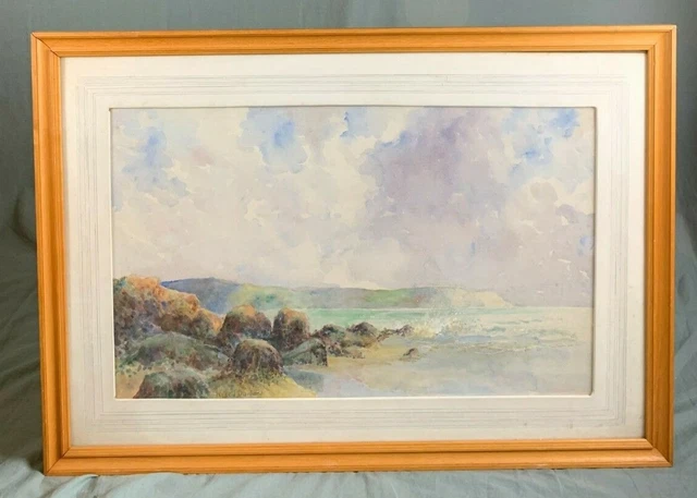 COASTAL LANDSCAPE WATERCOLOUR Painting by Famous WWI War Artist W Cecil ...