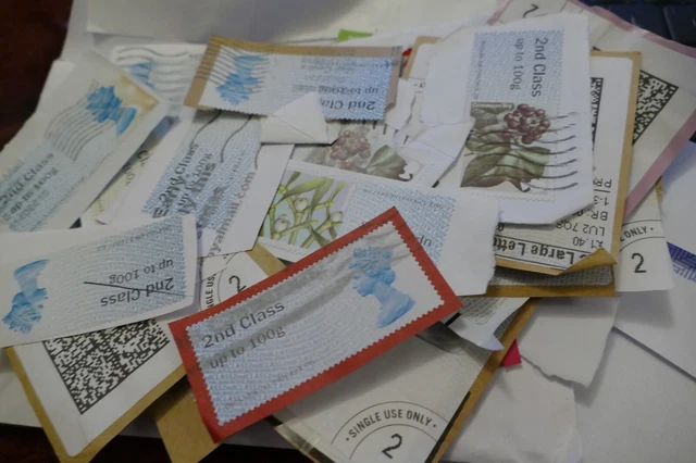 23 USED POSTAGE franking labels UK British postage stamps philately ...