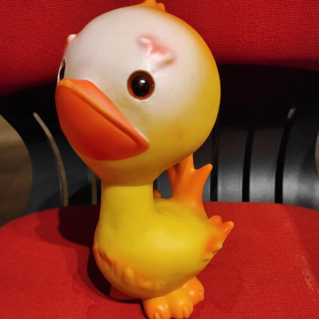 ANCIEN POUET PETIT POUSSIN TETE ARTICULEE YEUX EN PLASTIQUE H 21,5 cm ...