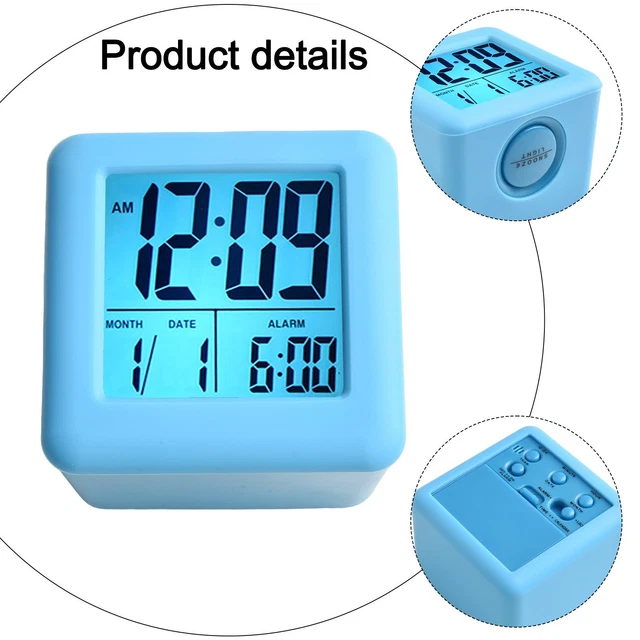 SOFT SQUARE ALARM Clock with Clear Time Display Snooze and Light ...