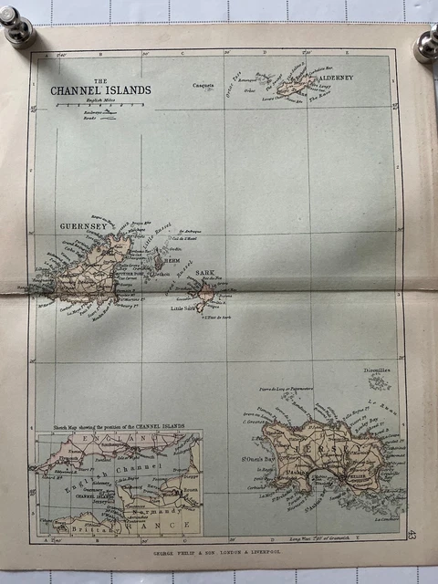 CHANNEL ISLANDS - 1885 Original Antique County Map England Philip ...