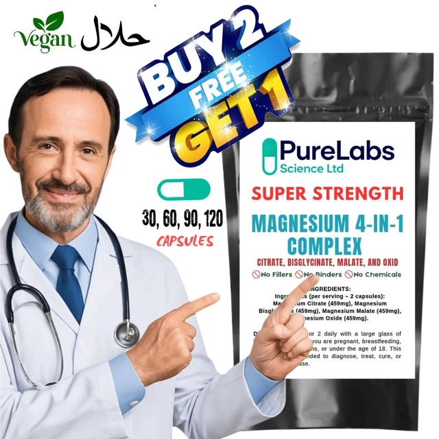 MAGNESIUM GLYCINATE 4-IN-1 Complex 1836mg - High Strength Magnesium ...