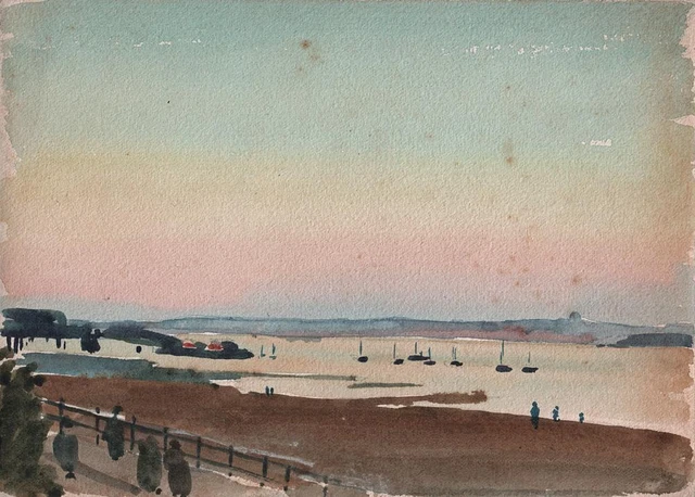 GEORGE GRAINGER SMITH Watercolour Painting BOATS POSSIBLY RIVER MERSEY ...