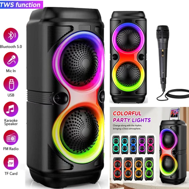 TWS PORTABLE BLUETOOTH Speaker Dual 4" Woofer Heavy Bass Sound Party ...