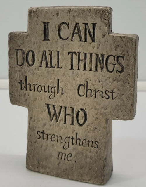 DECORATIVE TABLETOP CERAMIC Cross Christ Strengthens Me Quote $9.99 ...