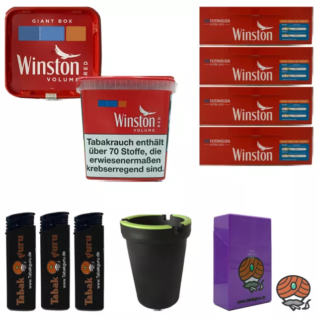 WINSTON RED/ROT VOLUMENTABAK Giant Box 2x 195g, 1000 Extra Hülsen, Box ... WINSTON RED/ROT VOLUMENTABAK Giant Box 2x 195g, 1000 Extra Hülsen, Box ...