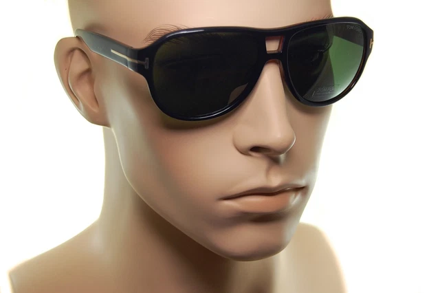 TOM FORD DYLAN Uomo Sole TF446 05N Grande Quadrato Plastica Retrò Nero ...