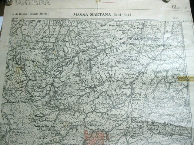 STAMPA ANTICA MAPPA TOPOGRAFICA militare MASSA MARTANA SCOPPIO TERSO S ...