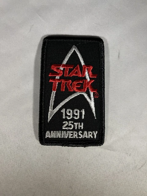 STAR TREK INSIGNIA Logo 1991 25th ANNIVERSARY 3.5” by 2” Black Patch £9 ...