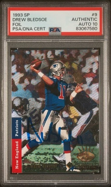 DREW BLEDSOE 1993 Upper Deck SP Foil Signed Rookie Card #9 Auto PSA 10 ...