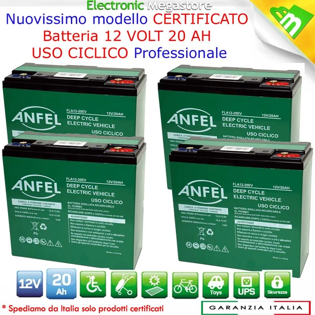 4X 12V 48V 20AH Batteria Ciclica Piombo Gel AGM COMPATIBILE 6-DZM-20 ...