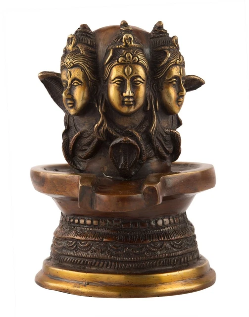 HINDU GOD SHIVA Lingam Statue - Three Face Metal Brass Shivling 6 x 5 ...