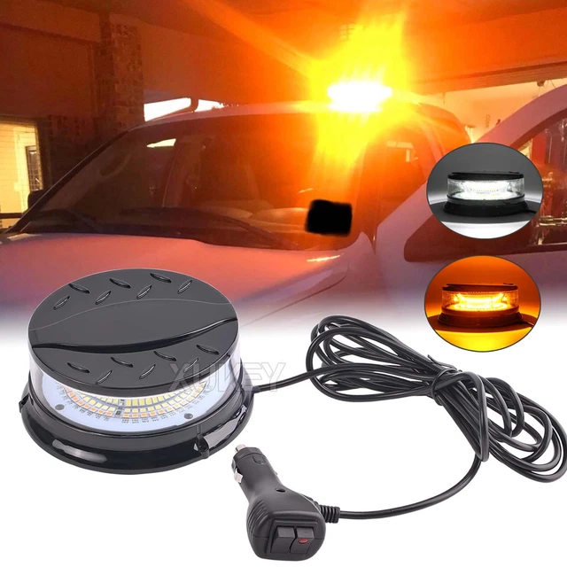 CAR AUTO AMBER Lamp Magnetic Flashing Strobe Beacon Emergency LED ...