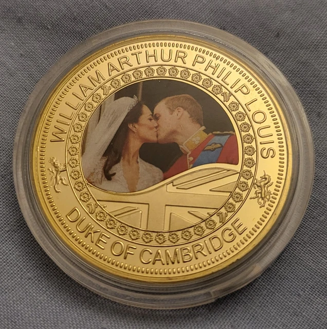WILLIAM PRINCESS KATE Middleton Wedding Gold Coin Royal Family Diana ...