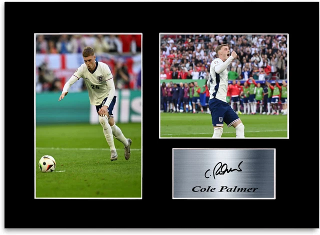 COLE PALMER ENGLAND Euro 2024 Football Player A4 Signed Display Mount ...
