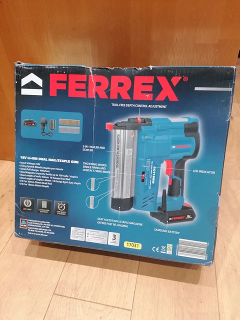 FERREX CCT18GW 18V Li-ion Dual Nail /Staple Gun new and complete £125. ...