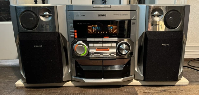 PHILIPS FW-C380 3-CD Mini HiFi System Dual Cassette Nice Sound! $75.00 ...
