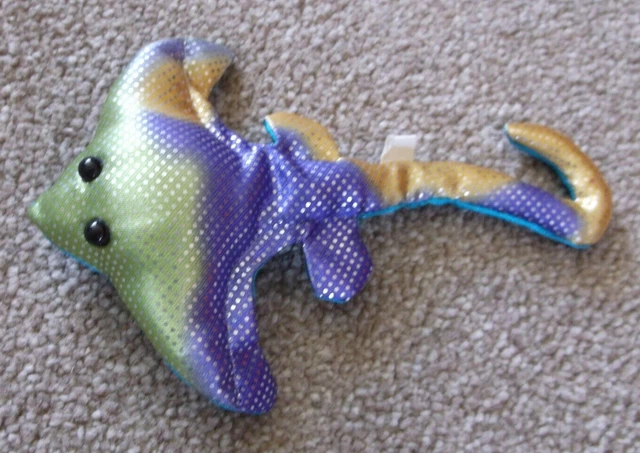 VINTAGE BEANIE FILLED Sting Ray Sealife Fish Soft Satin Shiney Toy 15cm ...