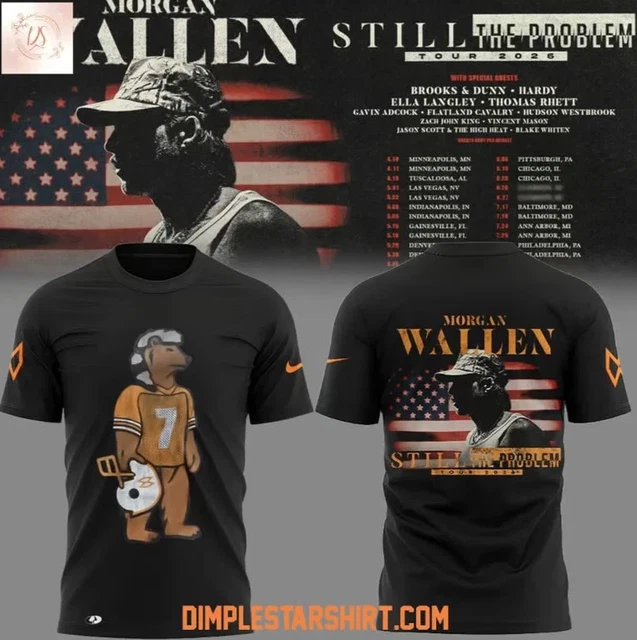 MORGAN WALLEN STILL The Problem Tour 2026 Black 3D T-Shirt £19.16 ...