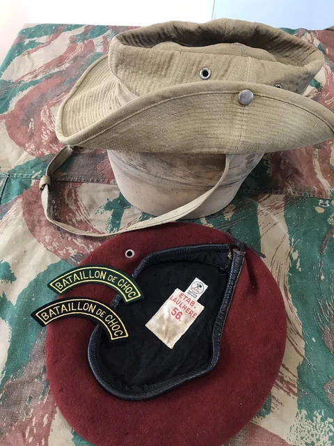 BÉRET PARA, CHAPEAU de brousse, et insignes commando Algérie EUR 49,00 ...