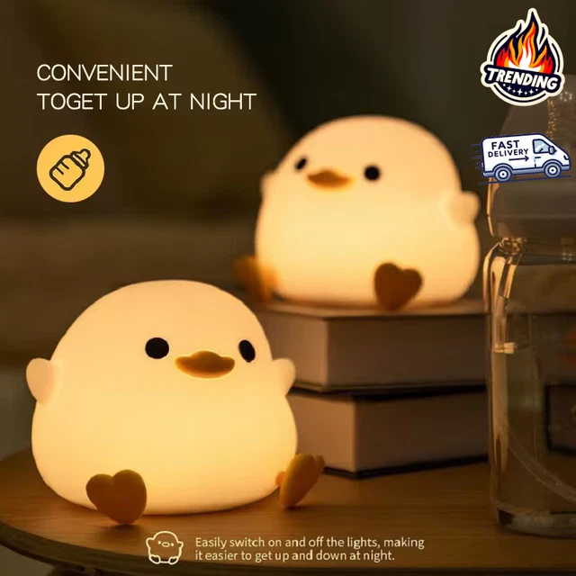 DUCK NIGHT LIGHT LED Touch Bedside Table Lamp Multi-Color Dimmable ...