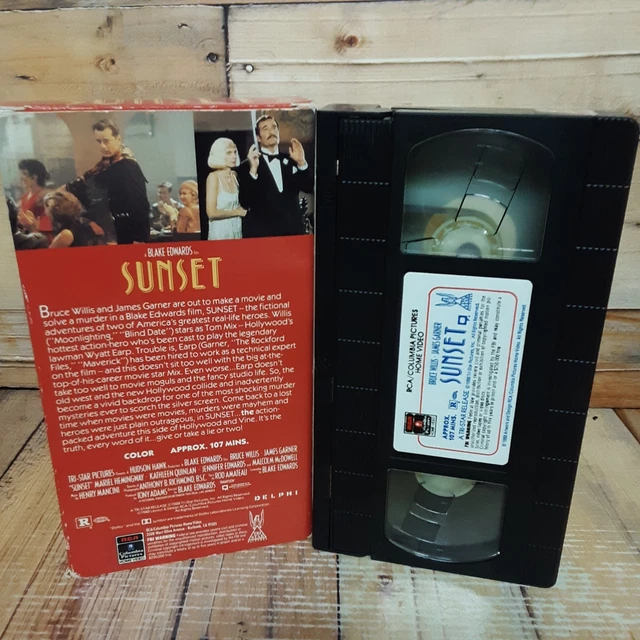 SUNSET VHS USED Bruce Willis James Garner Crime Comedy RCA Columbia ...