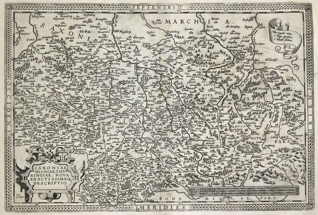 SASSONIA TURINGIA LAUSITZ Originale Incisione Cartina Geografica ...