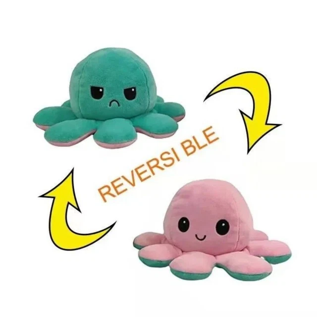 COLORS REVERSIBLE OCTOPUS Plush Happy and Sad octopus Stuffed toy 20cm ...