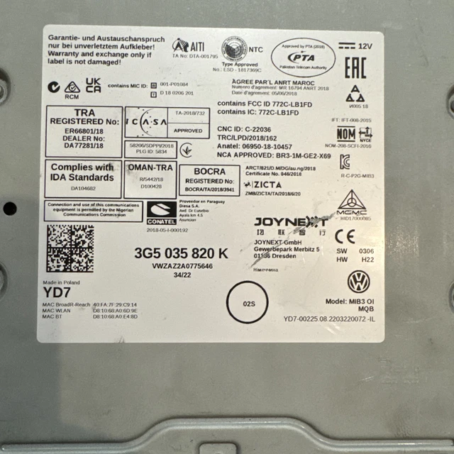 ORIGINAL VW POLO T-Roc T-Cross Mib3 Mmi Sat Nav Multimedia Head Unit ...