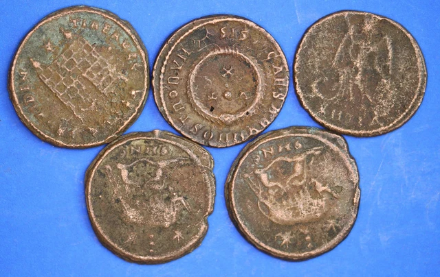 ROMAN BRONZE FOLLIS coins including Constantine I & II AD 317-337 ...