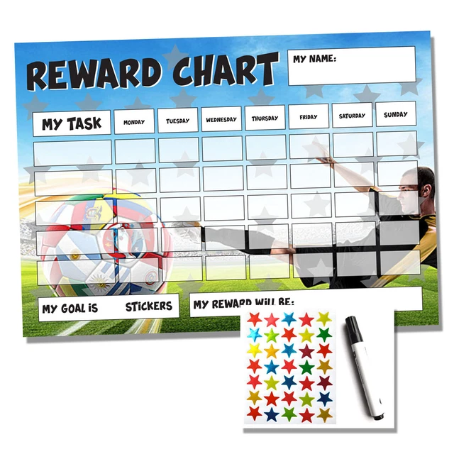 FOOTBALL REWARD CHART - Sticker Star Chart - Homework Chores - Children ...
