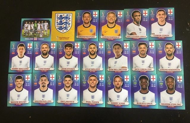 PANINI WORLD CUP 2022 Qatar: Full Set Of 20 England Stickers (ENG1 ...