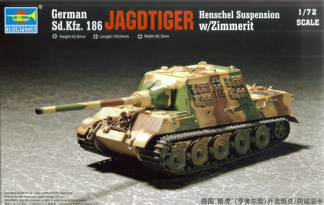 TRUMPETER 1/72 (20MM) JagdTiger (Henschel) with Zimmerit £15.50 ...