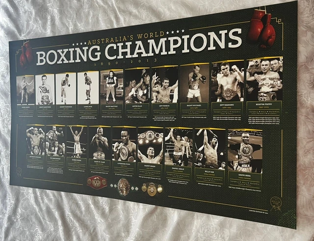 AUSTRALIAN CHAMPIONS BOXING Poster Lithograph Tszyu Fenech Green 1890 ...