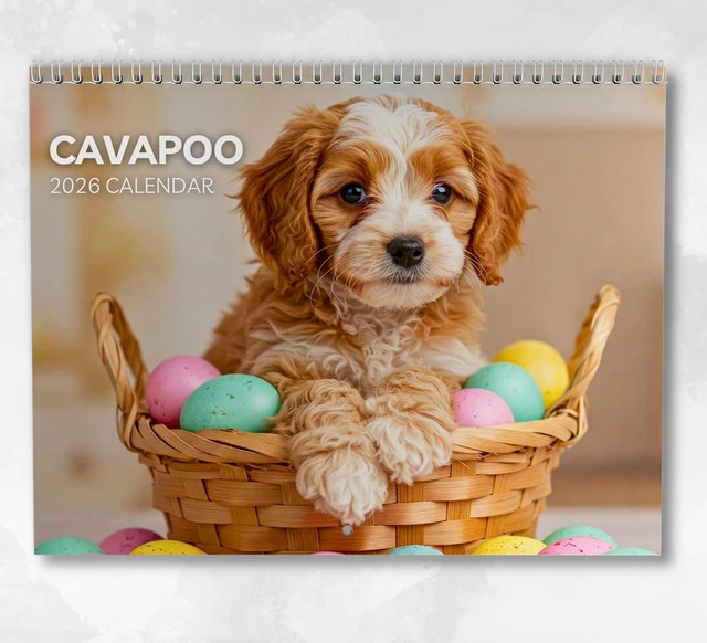 CAVAPOO CALENDAR 2026: Monthly Wall Calendar with Notes, Hanging A4 ...
